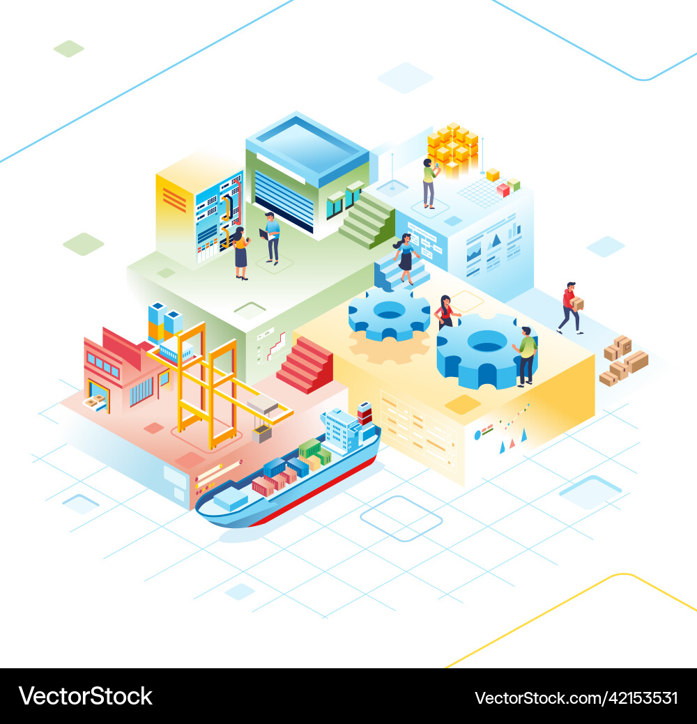 Isometric of various types digital business Vector Image