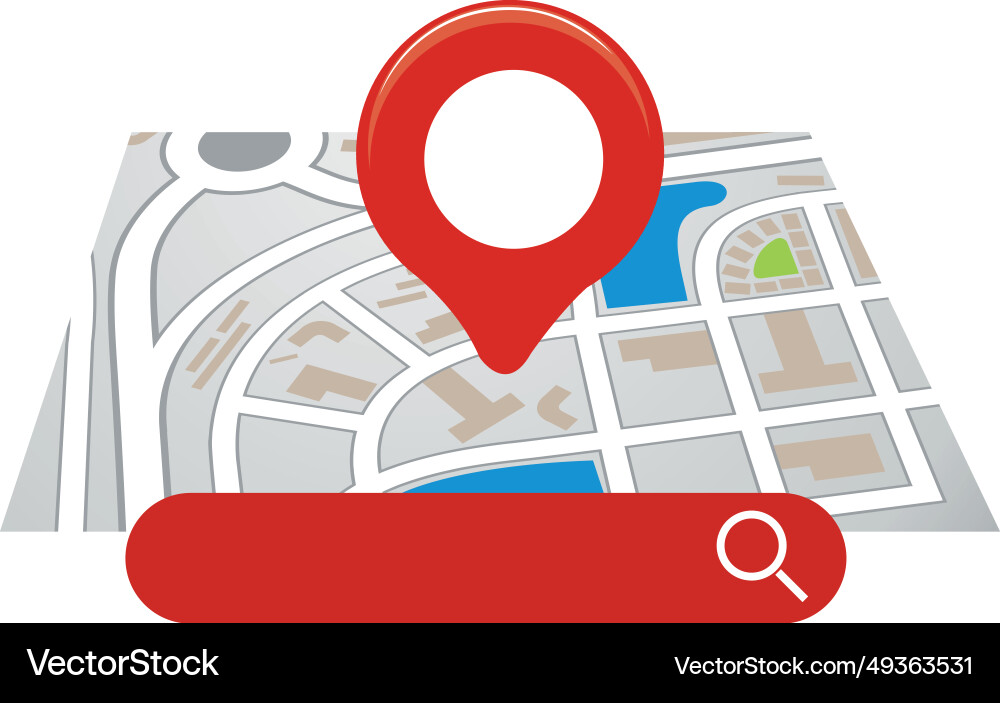 Location folded paper map search bar and pin Vector Image
