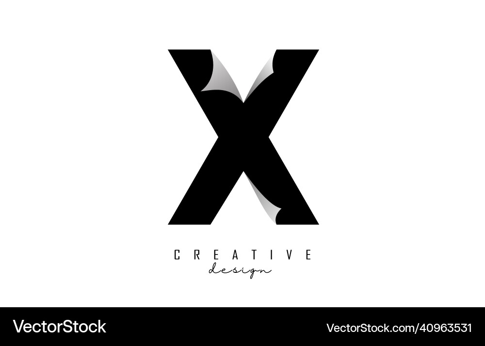 Paper cut letter x with creative cut letter Vector Image