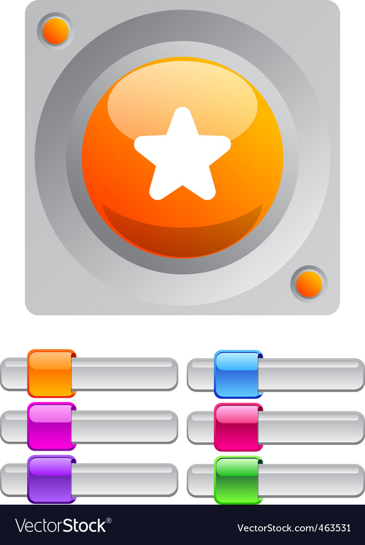 Star color round button Royalty Free Vector Image