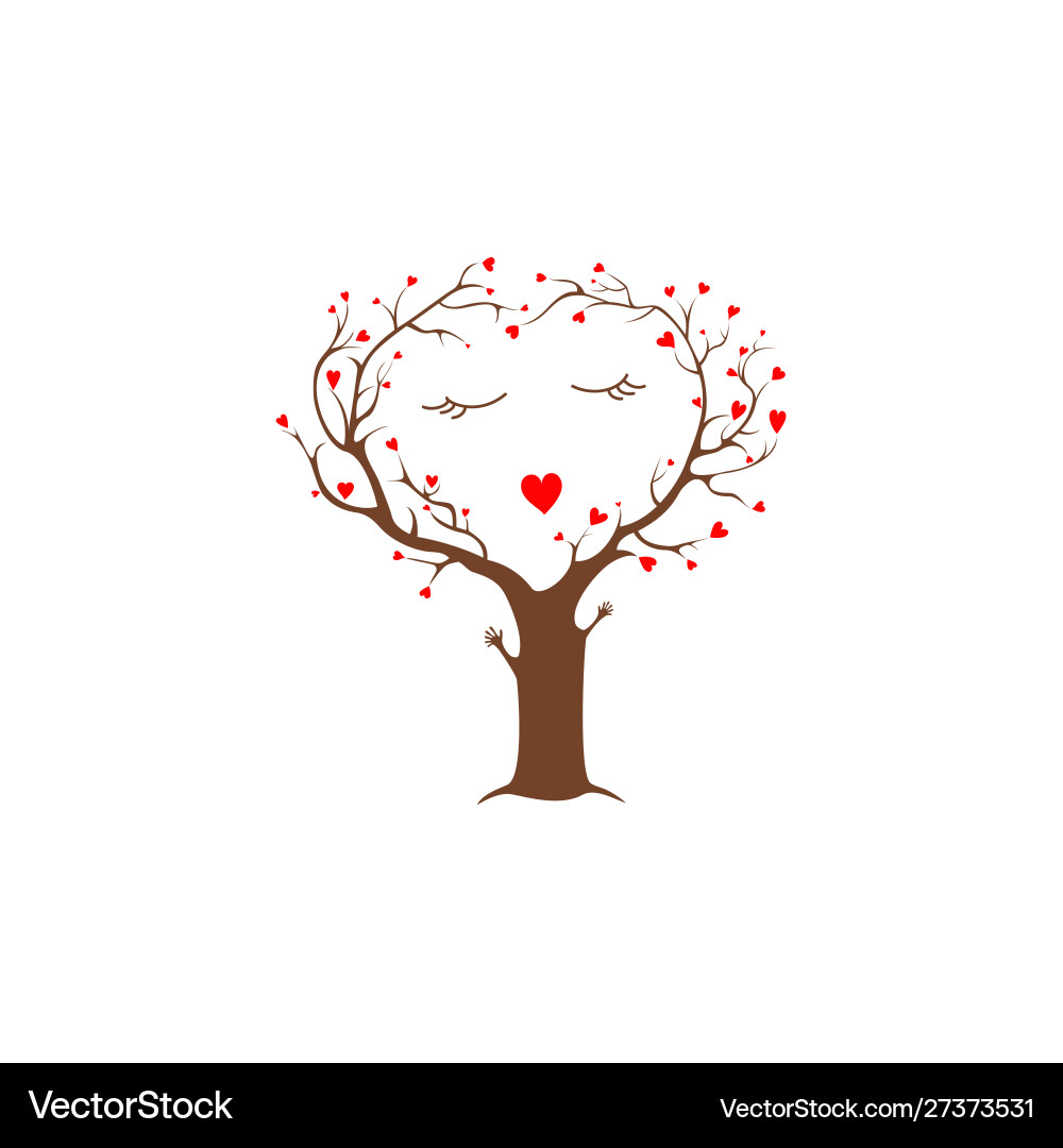 Valentine day love-tree - hand drawn love tree Vector Image