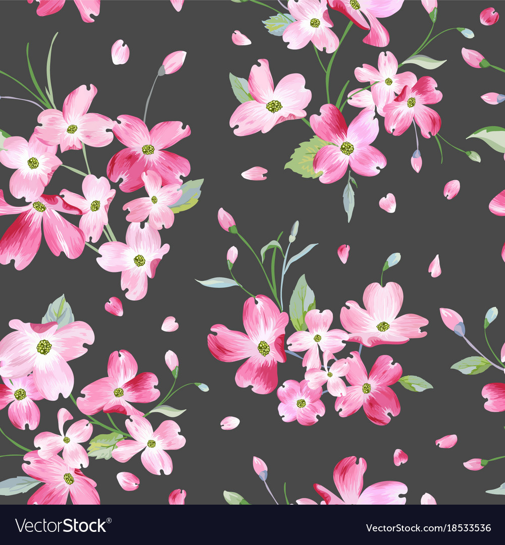 Blooming spring flowers pattern seamless Vector Image