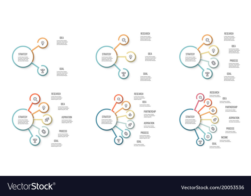 Business infographics organization charts with 3 Vector Image