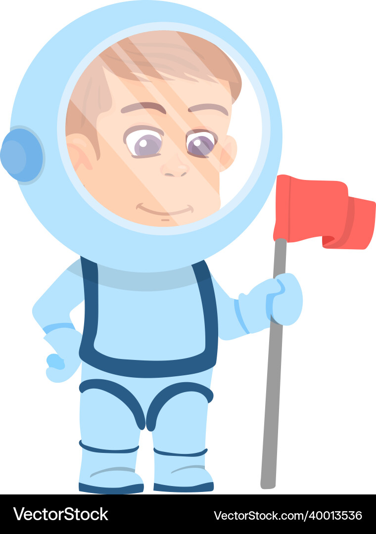 Cartoon astronaut spaceman with red flag cute Vector Image