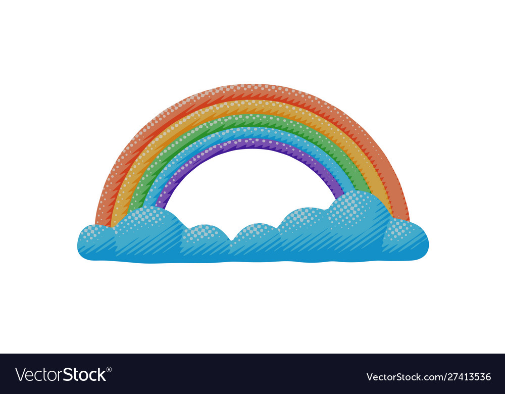 Comic bright spring rainbow cloud concept Vector Image