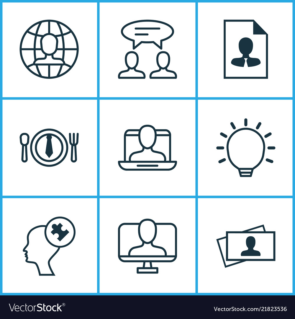 Corporate icons set with problem solving Vector Image