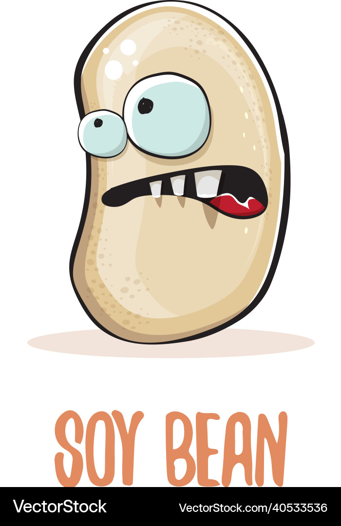 Funny cartoon cute soybean character Royalty Free Vector