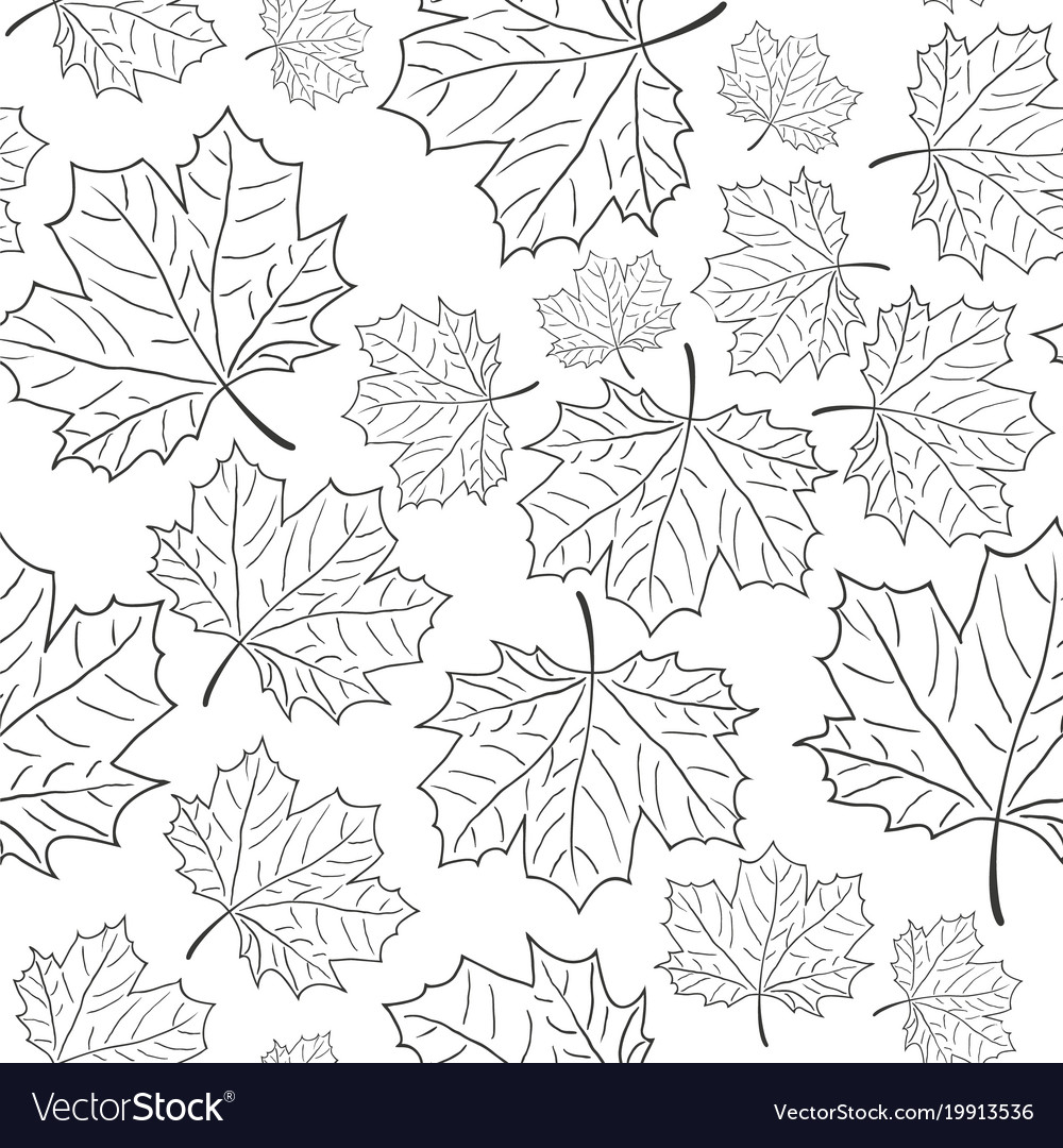 Hand drawn maple leaf seamless pattern Royalty Free Vector