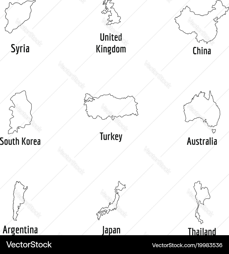 Host nation icons set outline style Royalty Free Vector
