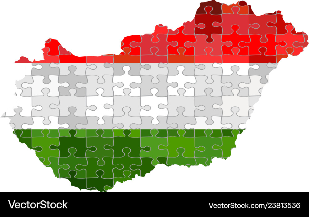 Hungary map made of puzzle background Royalty Free Vector