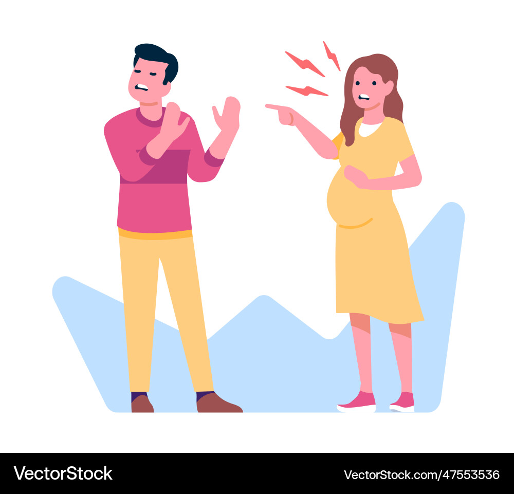 Married couple quarrels angry husband Royalty Free Vector