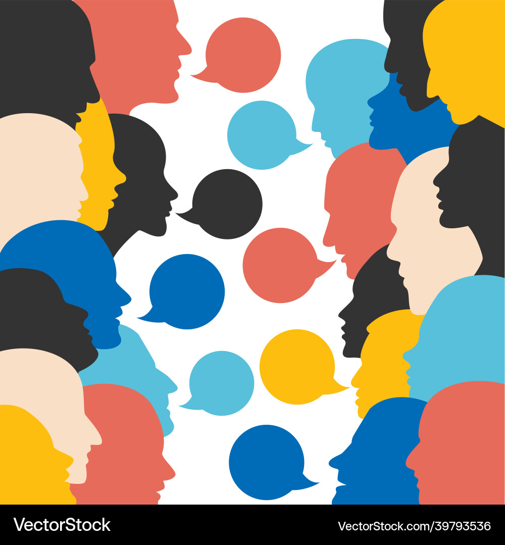 People profile heads in dialogue background Vector Image