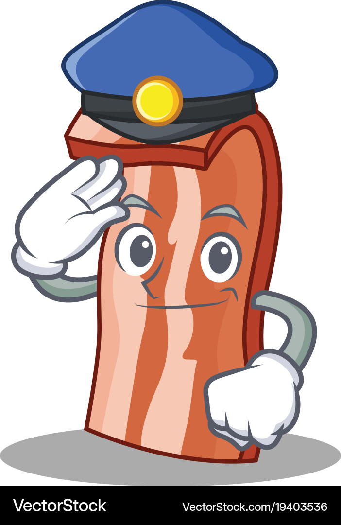 Police bacon character cartoon style Royalty Free Vector