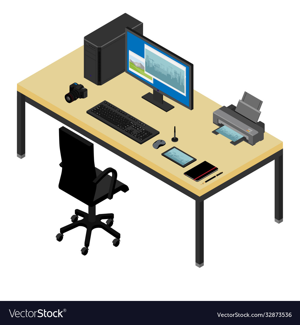 Programmer Freelancer Working Place Desk Vector Image