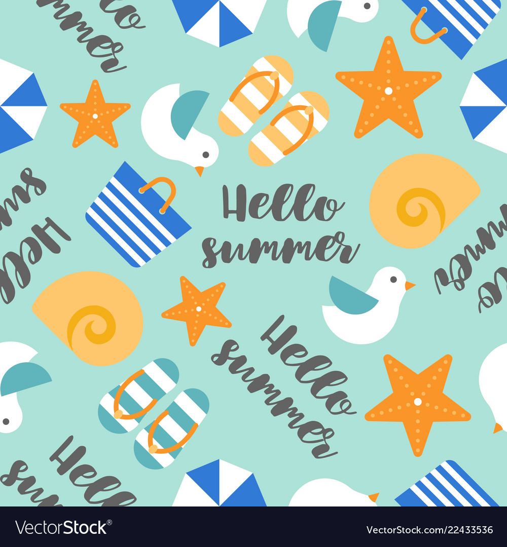 Summer theme seamless pattern with hello Vector Image