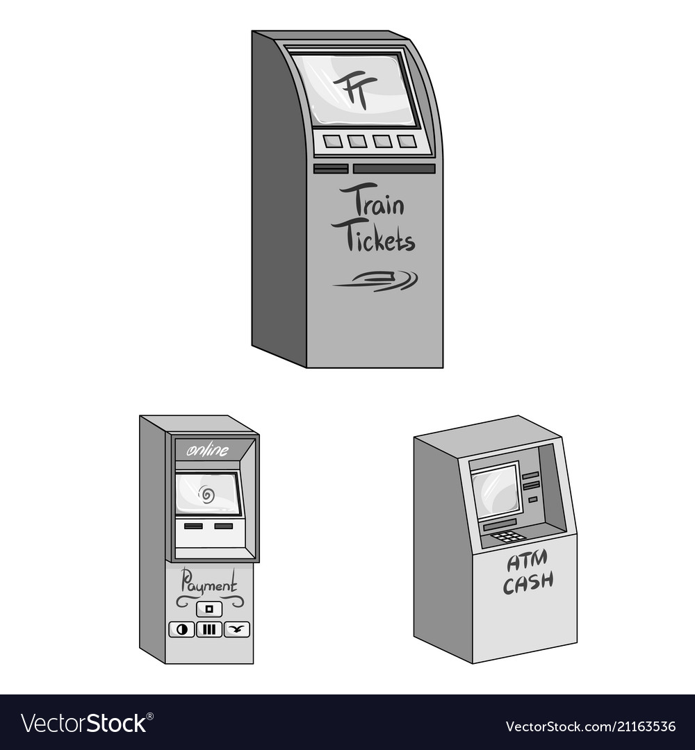 Variety of terminals monochrome icons in set Vector Image