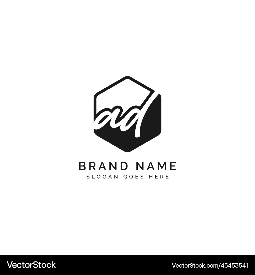 A d ad initial letter handwritten signature logo Vector Image