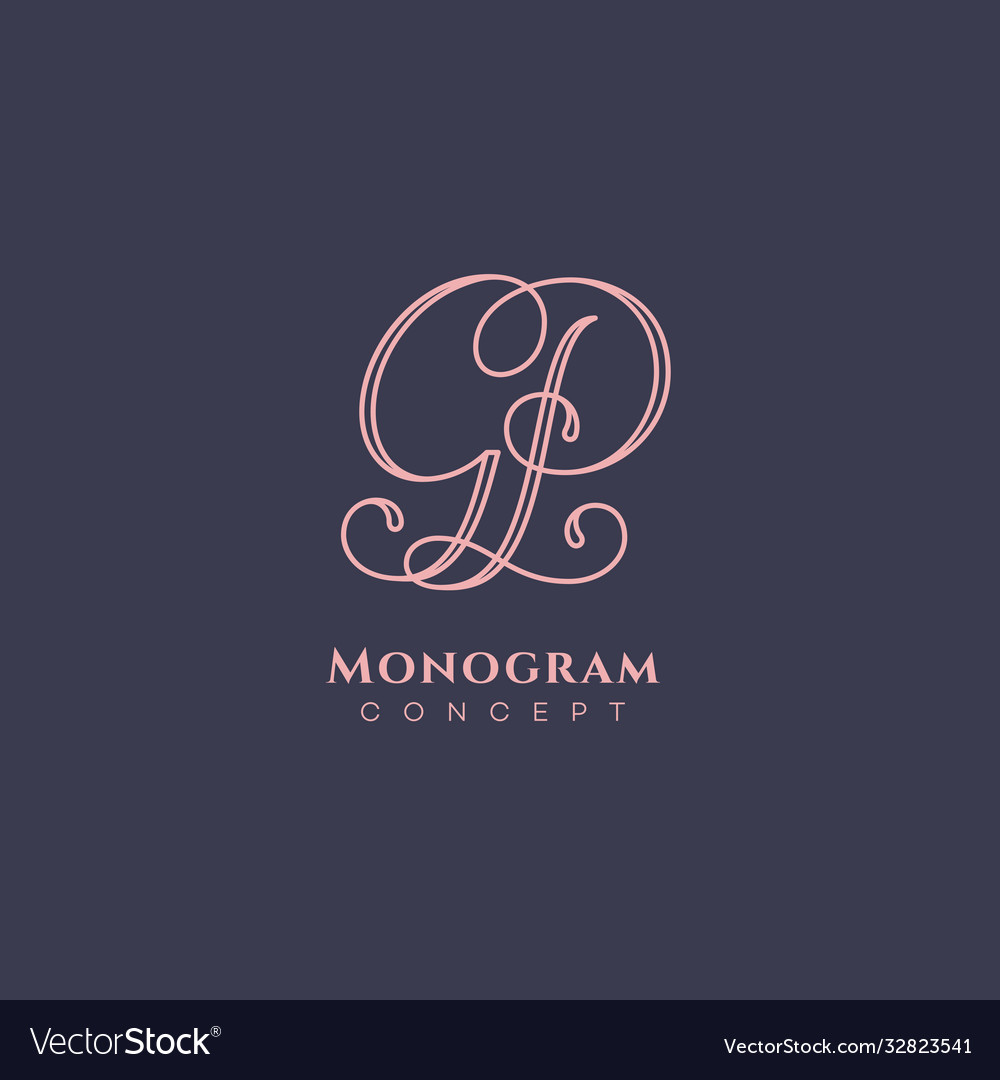 Calligraphic monogram gp Royalty Free Vector Image