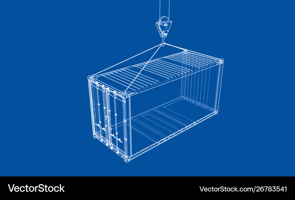 Cargo container wire-frame style Royalty Free Vector Image