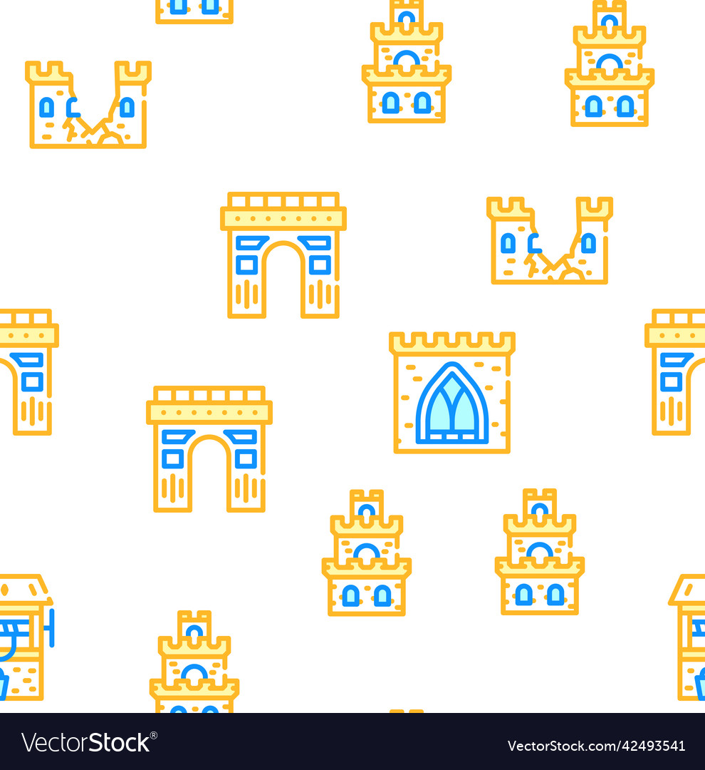 Castle construction seamless pattern Royalty Free Vector