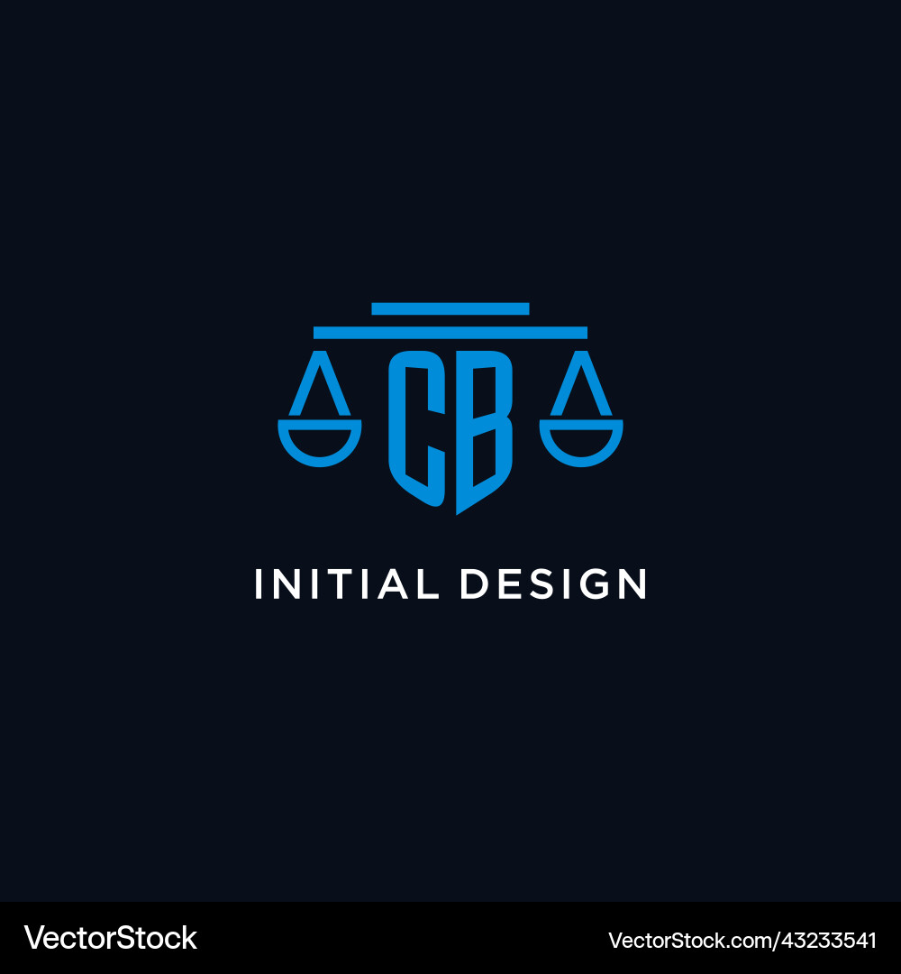 Cb monogram initial logo with scales of justice Vector Image