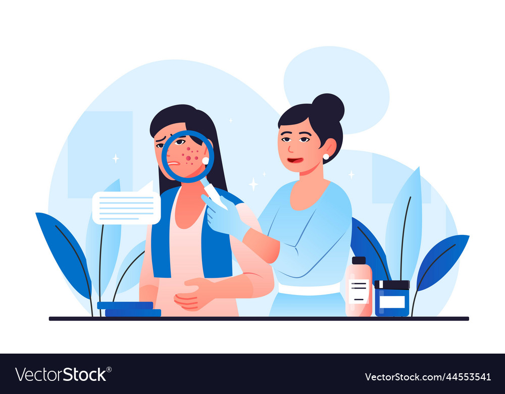 Dermatologist with client Royalty Free Vector Image