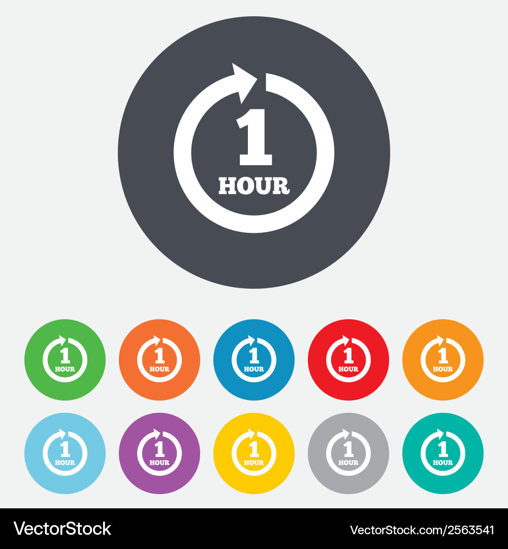 Every hour sign icon full rotation arrow Vector Image
