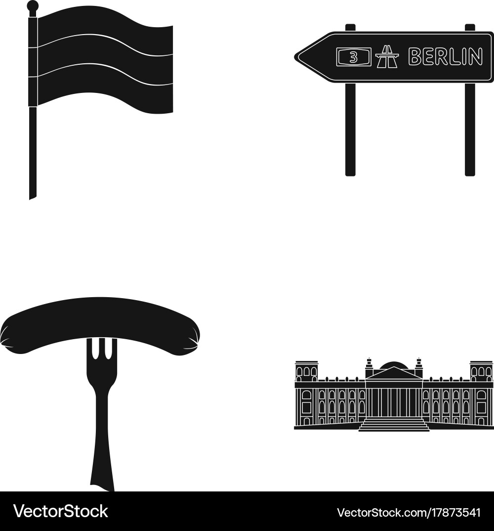Flag symbol germany and other web icon in black Vector Image