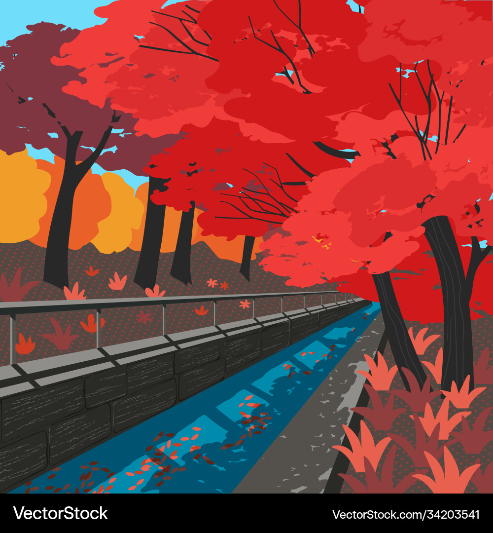 Hand drawn fallen trees alley poster Royalty Free Vector