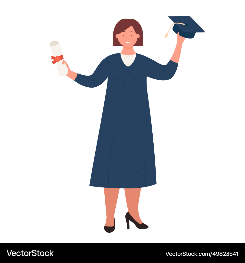 Happy graduate female student Royalty Free Vector Image
