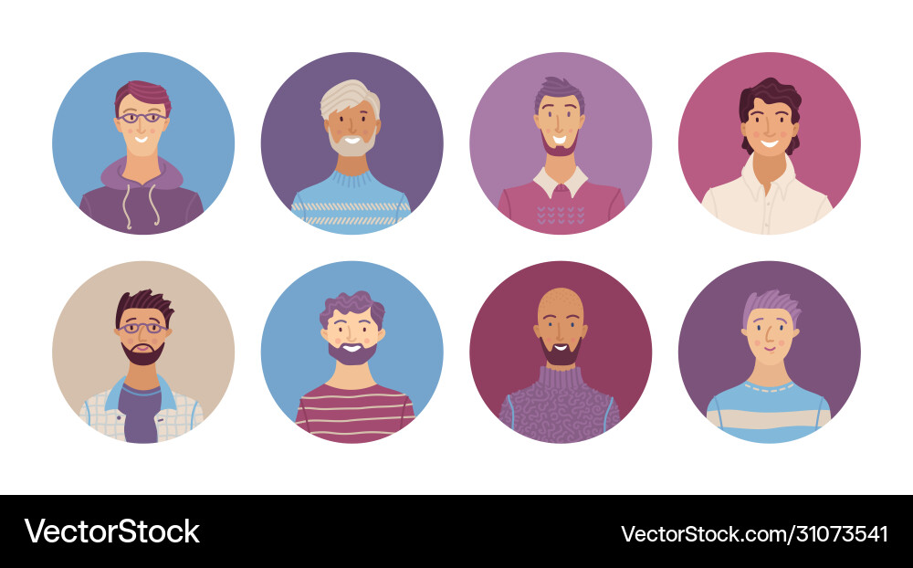 Happy multicultural people avatars set Royalty Free Vector