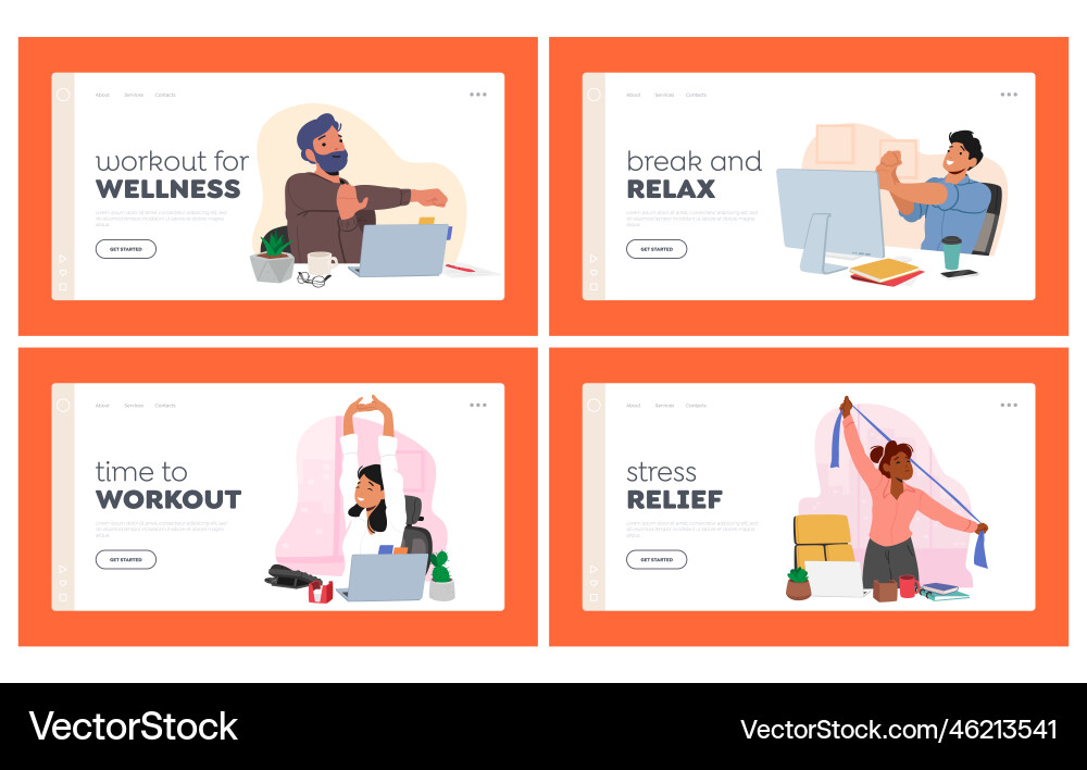 Healthy habits in workplace landing page template Vector Image