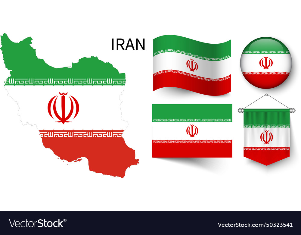 Map of iran and the various flags Royalty Free Vector Image