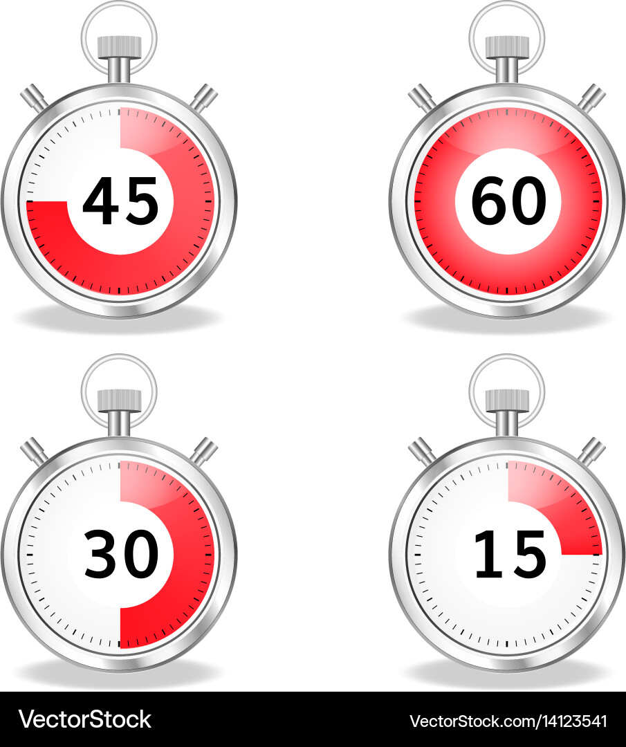 Realistic stopwatch with red dial and seconds bar Vector Image