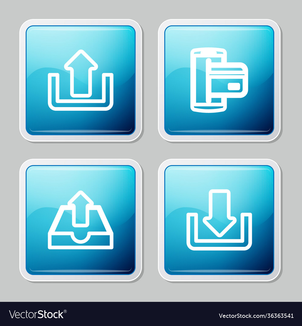 Set line upload nfc payment inbox and download Vector Image