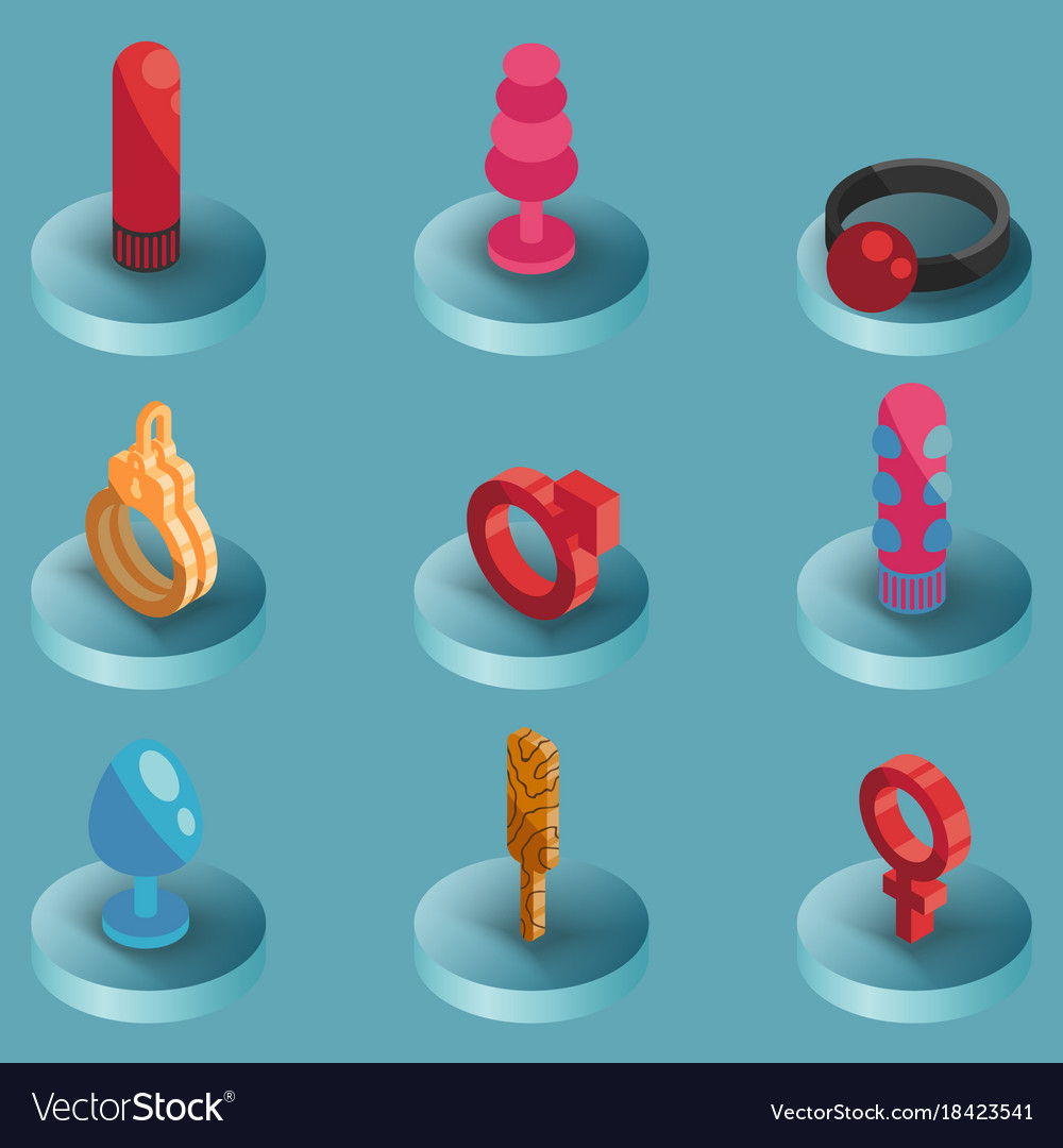 Sex Shop Color Isometric Icons Royalty Free Vector Image
