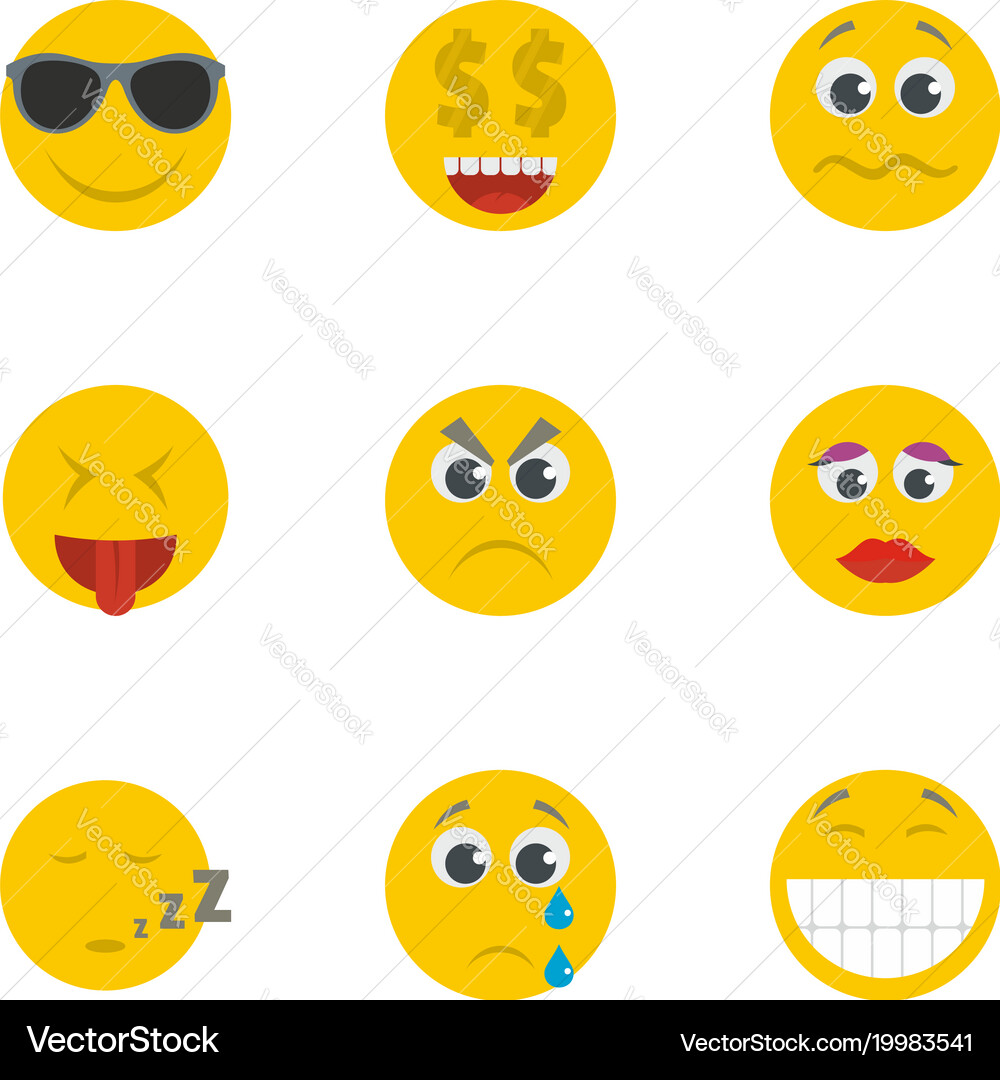 Smile icons set cartoon style Royalty Free Vector Image