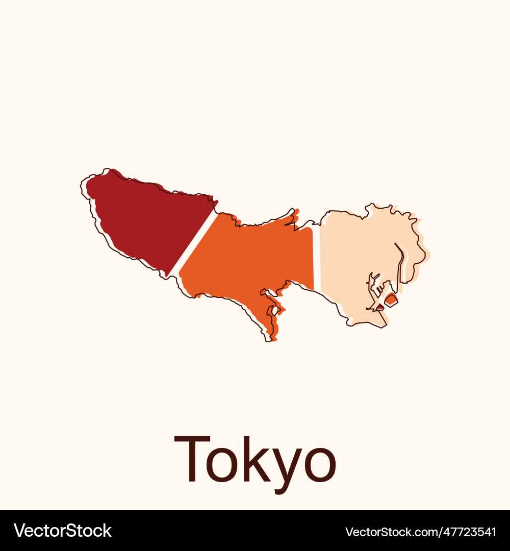 Tokyo high detailed map japan map world map Vector Image