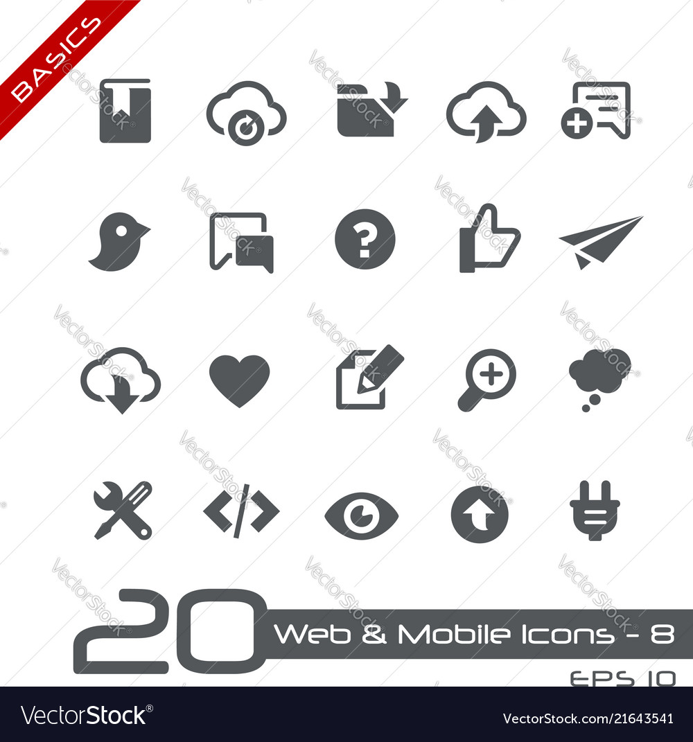 Web and mobile icons-8 - basics Royalty Free Vector Image