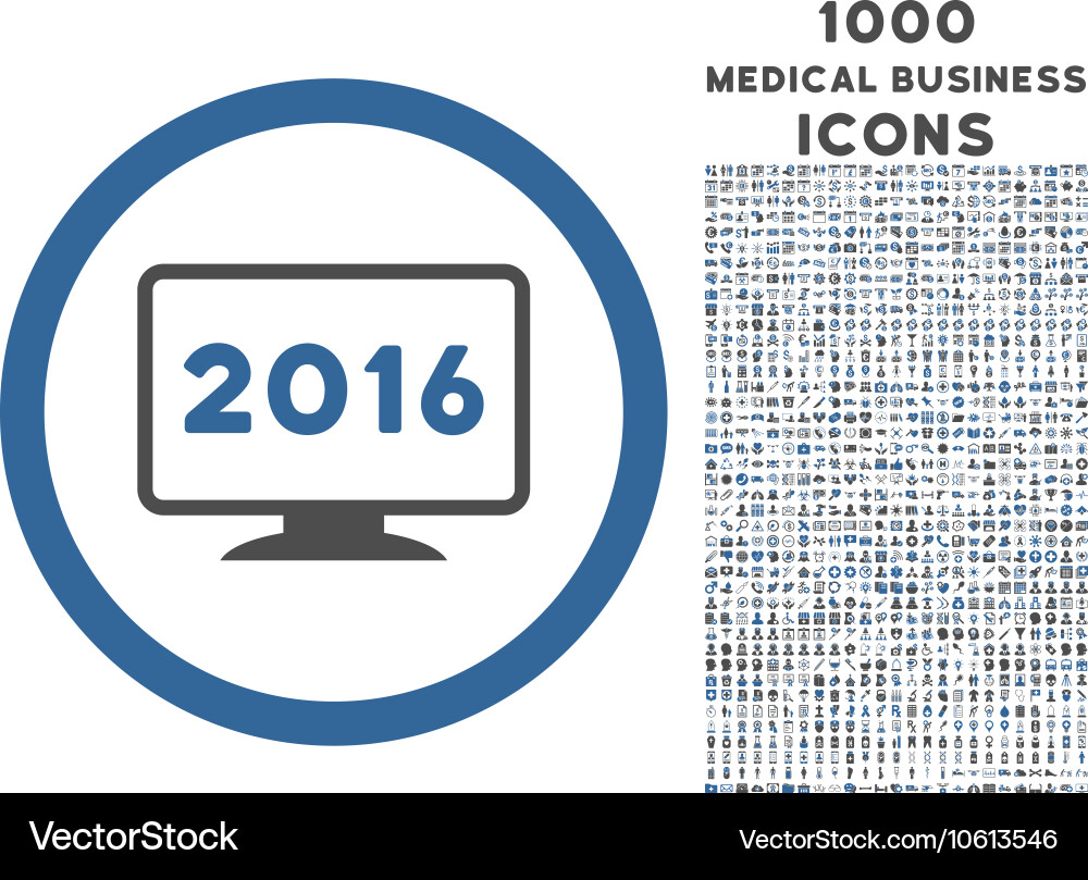 2016 display rounded icon with 1000 bonus icons Vector Image