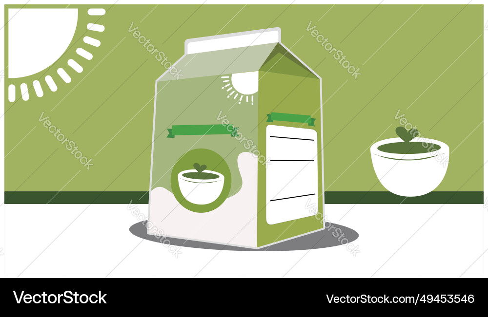 A milk carton box on green backg Royalty Free Vector Image