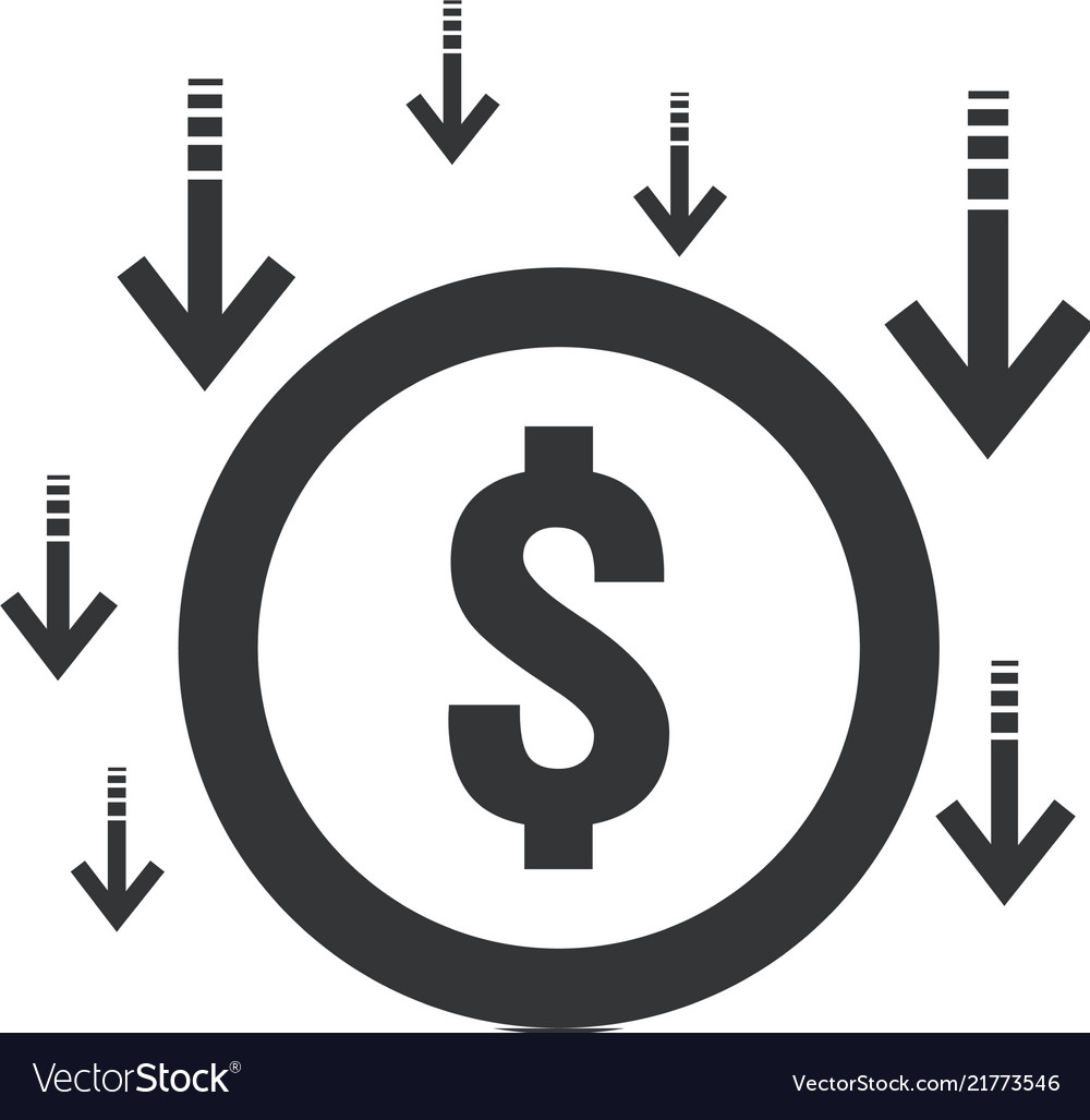 Arrow decrease icon dollar money fall down symbol Vector Image