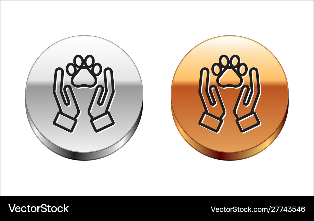 Black line hands with animals footprint icon Vector Image