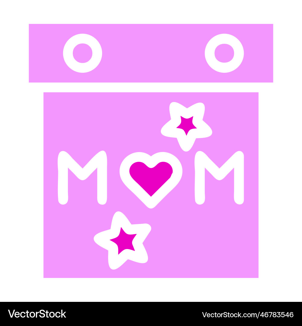 Calendar mom icon solid pink colour mother day Vector Image