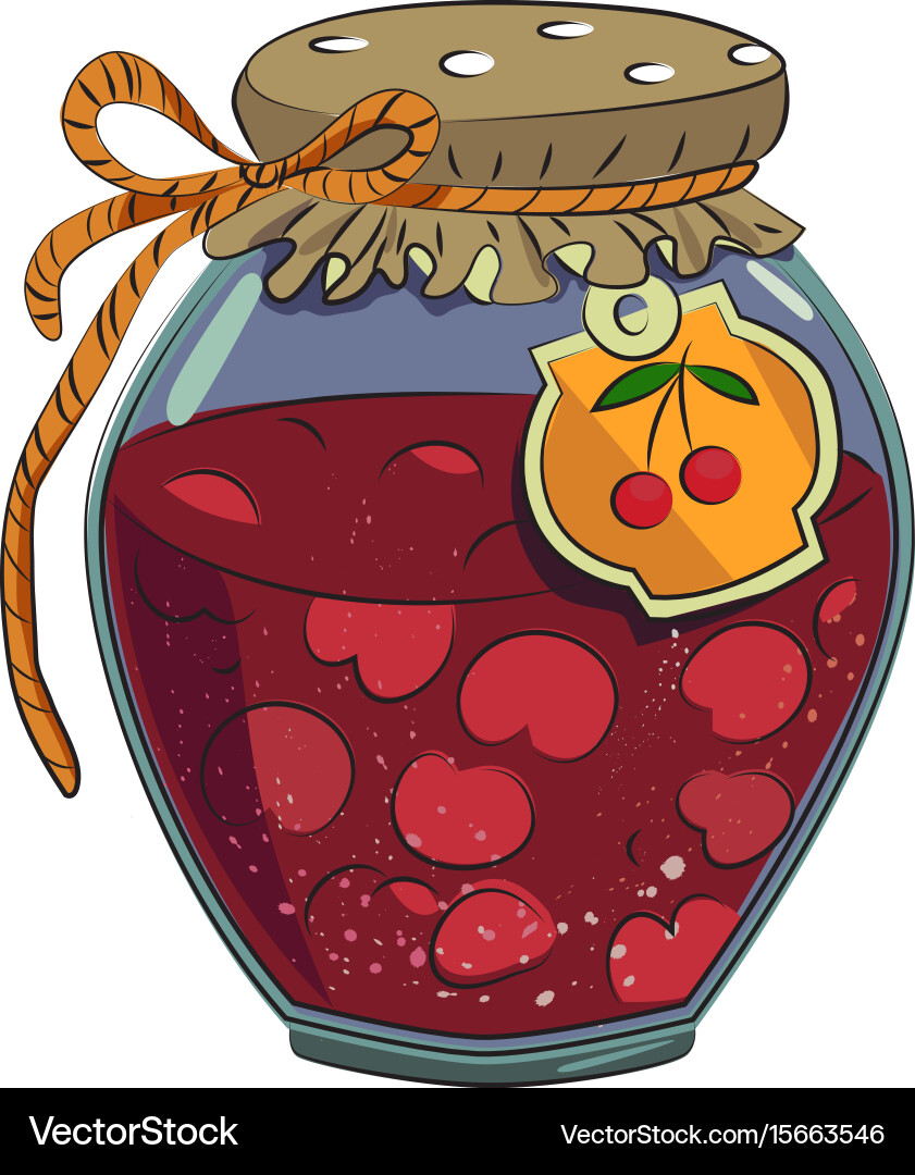 Cartoon image of cherry jam Royalty Free Vector Image