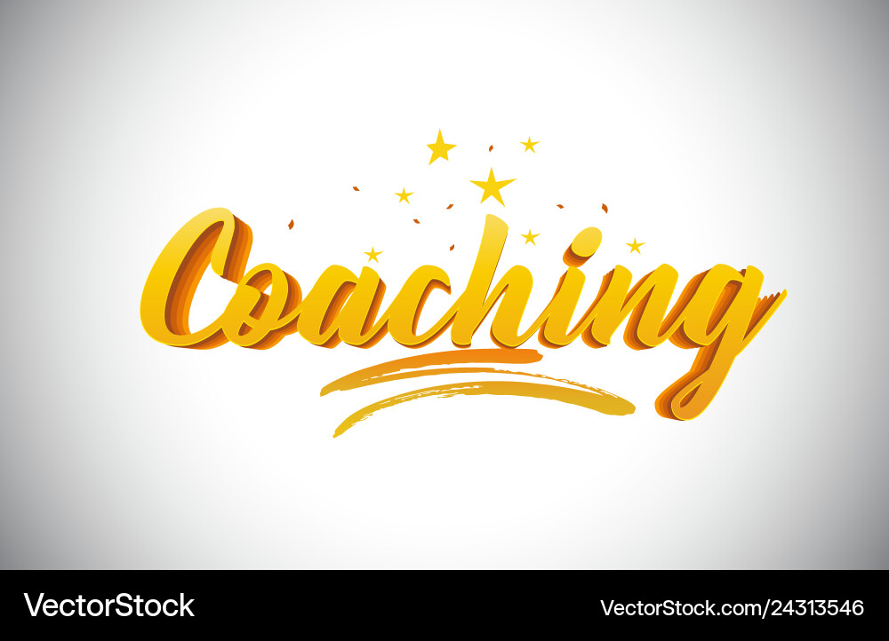 Coaching golden yellow word text with handwritten Vector Image
