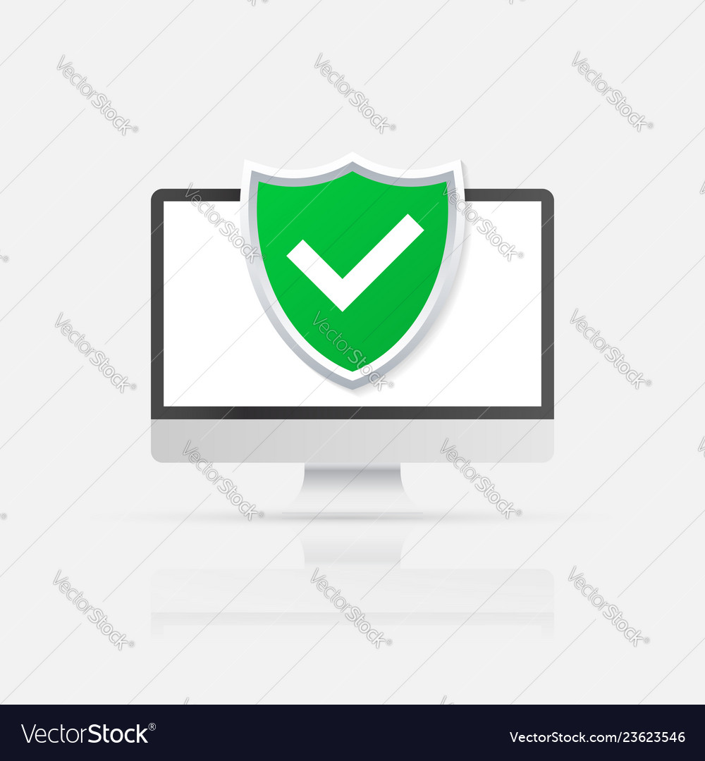 Computer security concept with shield Royalty Free Vector