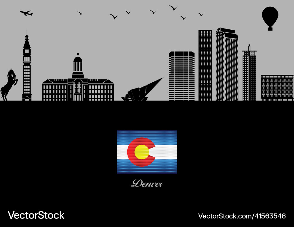 Denver city skyline silhouette Royalty Free Vector Image