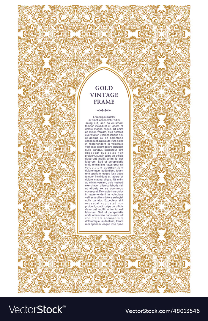 Eastern gold frames arch template design elements Vector Image