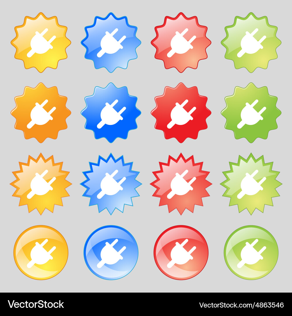 Electric plug power energy icon sign set from Vector Image